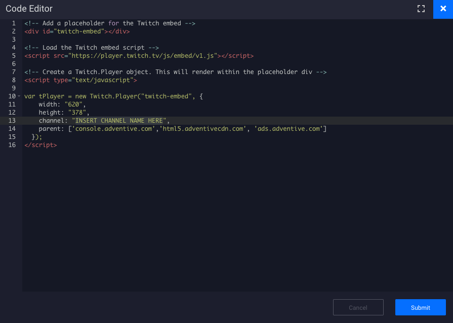 Twitch Player Integration